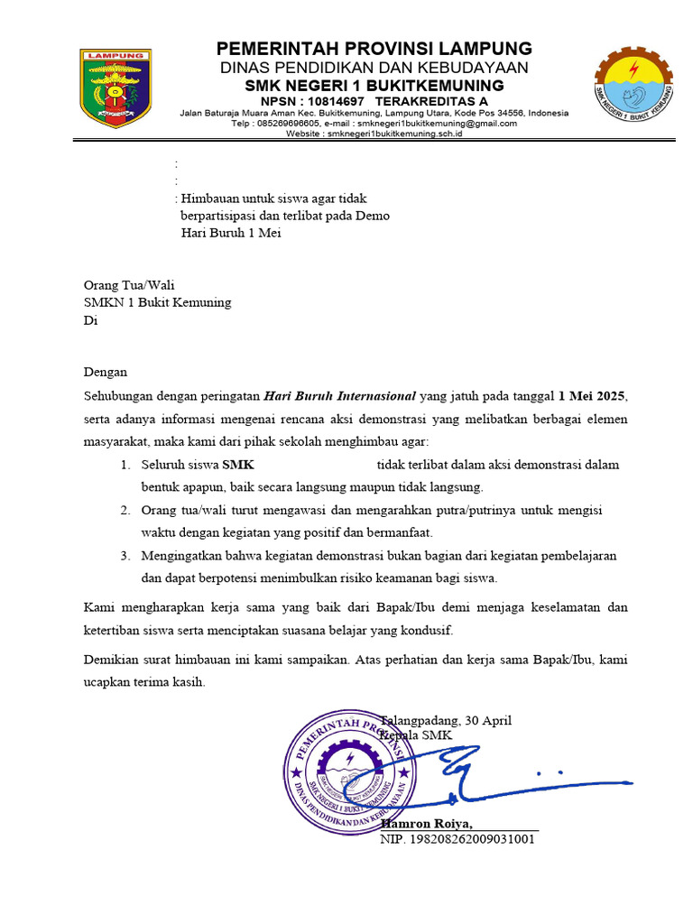 Surat Himbauan | PDF