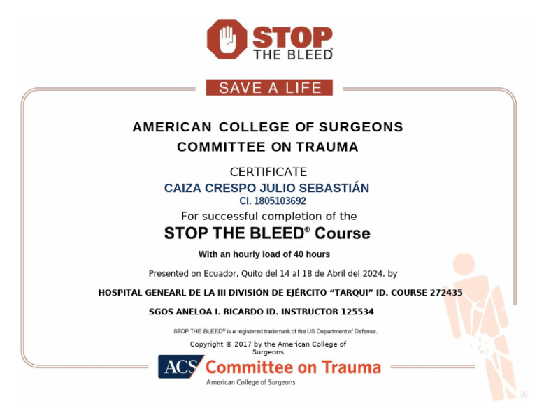 Certificado Stop The Bleed Word | PDF