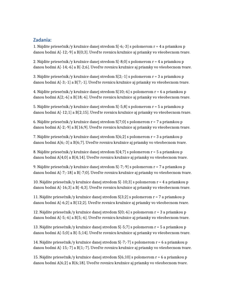 50 Prikladov Kruh Priamka FINAL | PDF