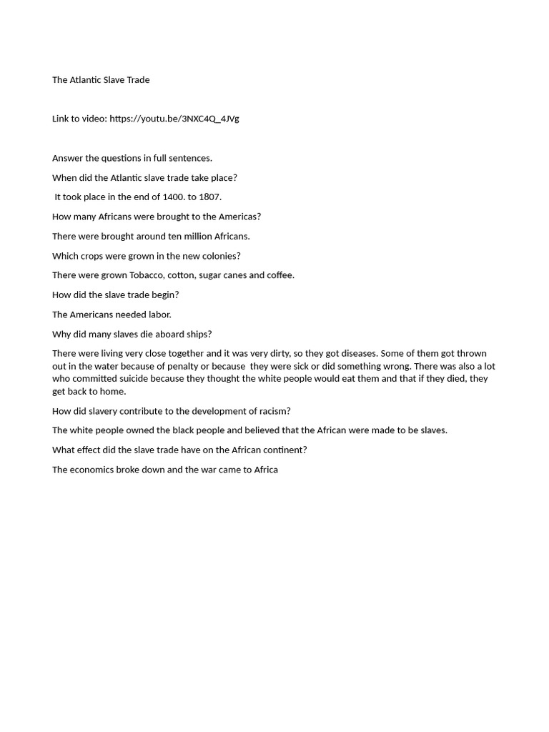 The Atlantic Slave Trade | PDF