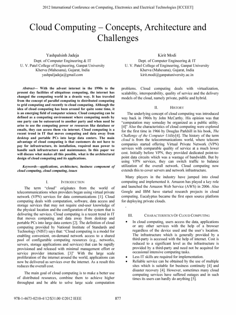 IEEE - Cloud Computing - Concepts, Architecture and Challenges | PDF | Cloud Computing ...