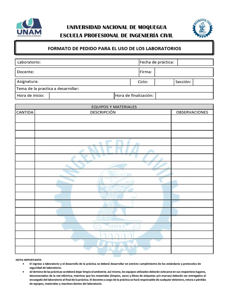 FORMATO DE PEDIDO PARA USO DE LABORATORIOS EPIC (1) | PDF