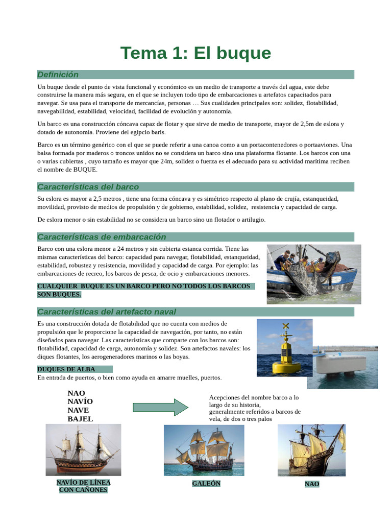 Tema1 Elbuque | PDF | Buques | Embarcación