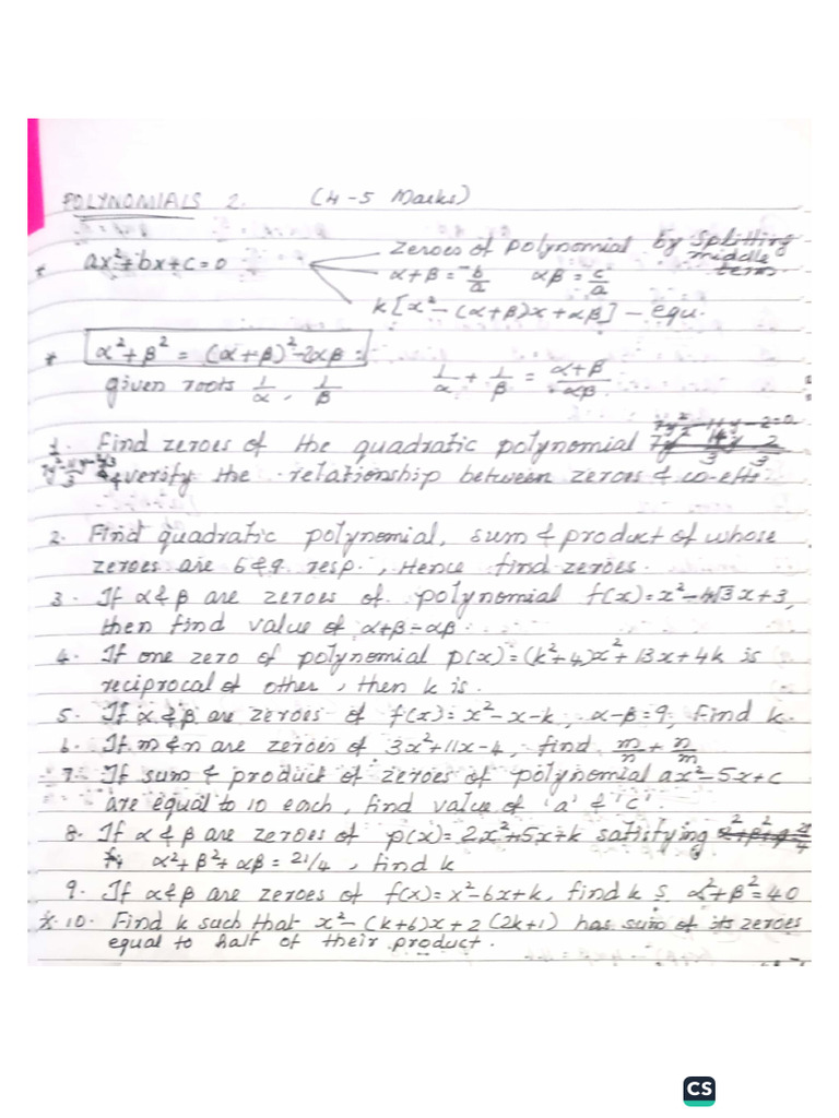 Gr10 Polynomials Pyq | PDF