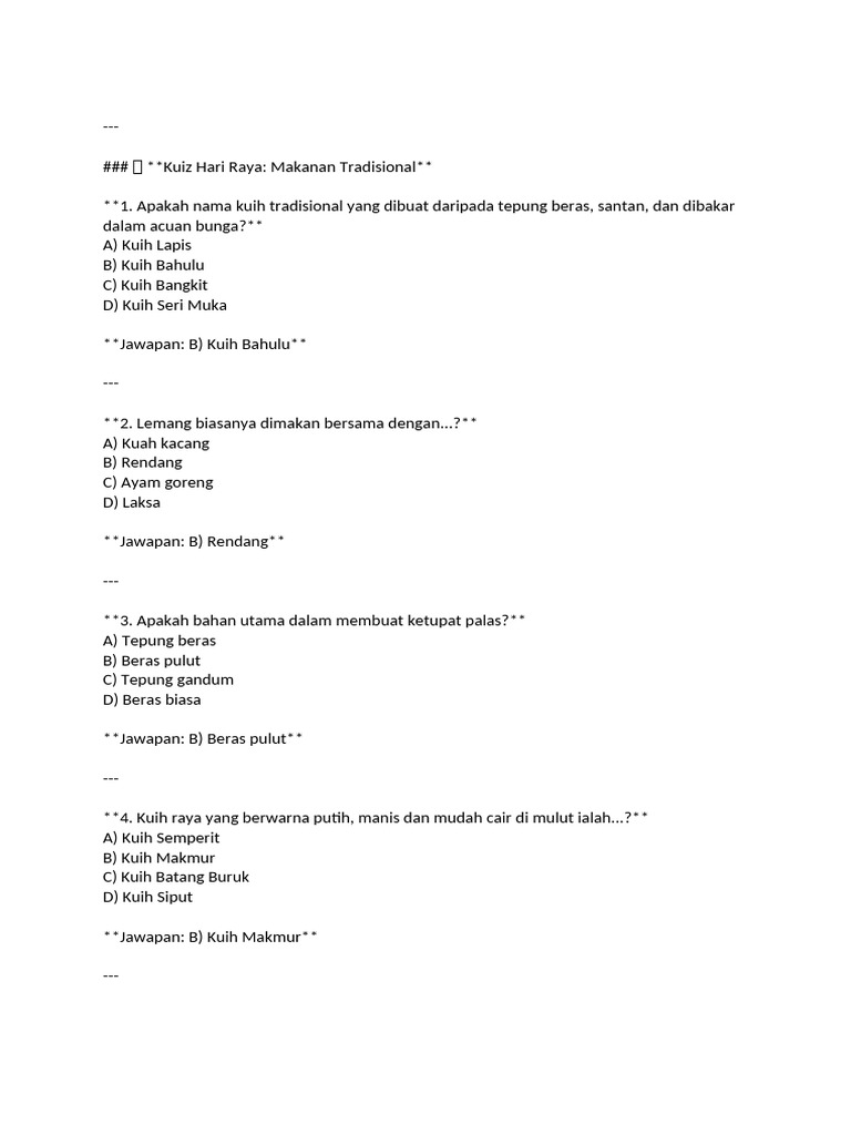 Kuiz Raya 1 | PDF
