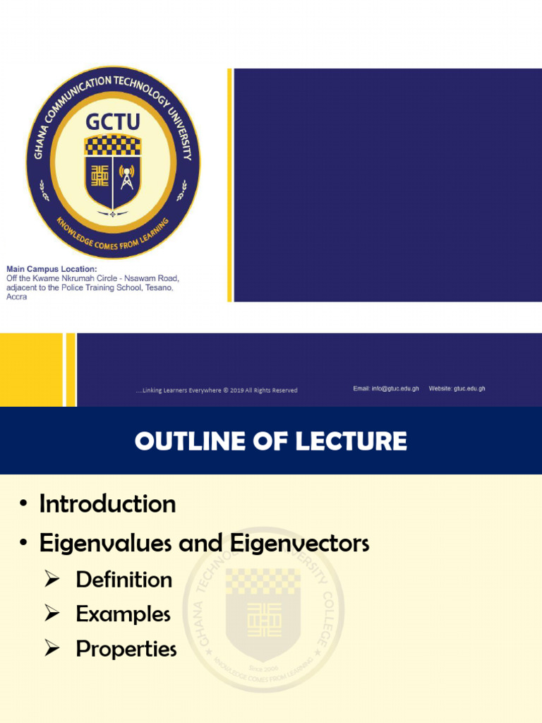 Lecture 7 - MATH 105 - Linear Algebra | PDF | Eigenvalues And Eigenvectors | Matrix (Mathematics)