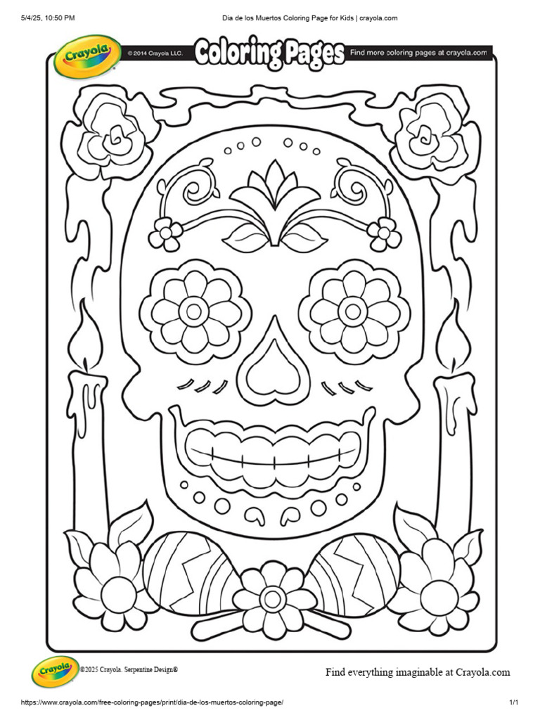 Dia de Los Muertos Coloring Page For Kids | PDF