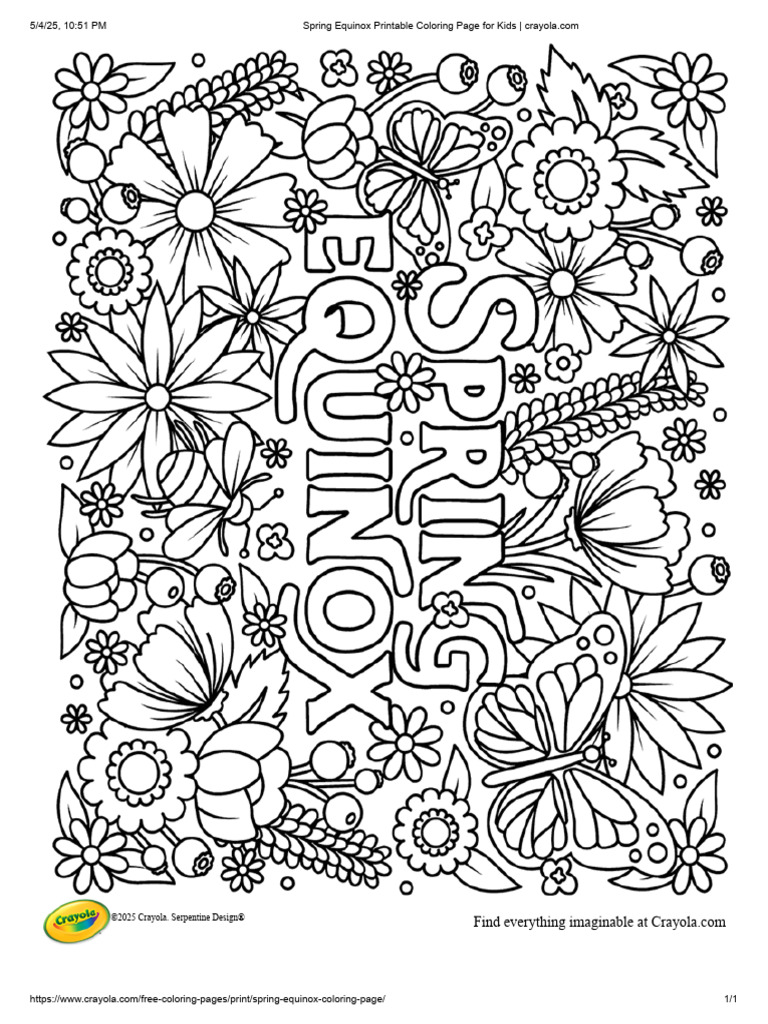 Spring Equinox Printable Coloring Page For Kids | PDF