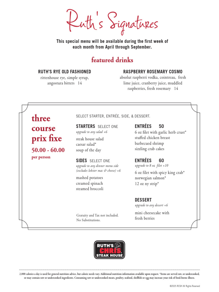 25_Ruths Signatures Menu_AVL_digital (1) | PDF | Salad | Desserts