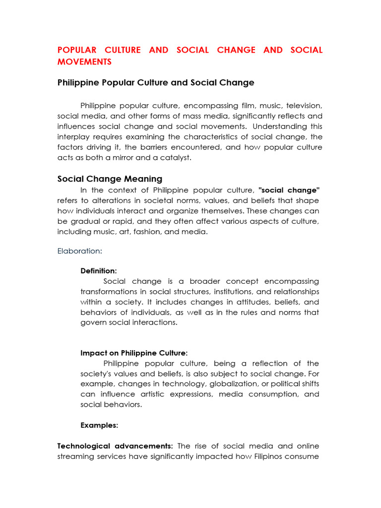 Popular Culture Social Change Social Movement | PDF | Popular Culture ...