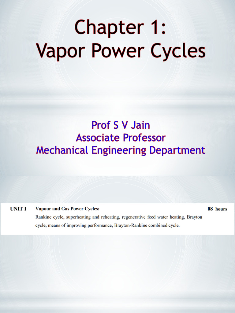 Chapter 1 Vapor Power Cycles - Part 1 | PDF | Steam | Applied And ...
