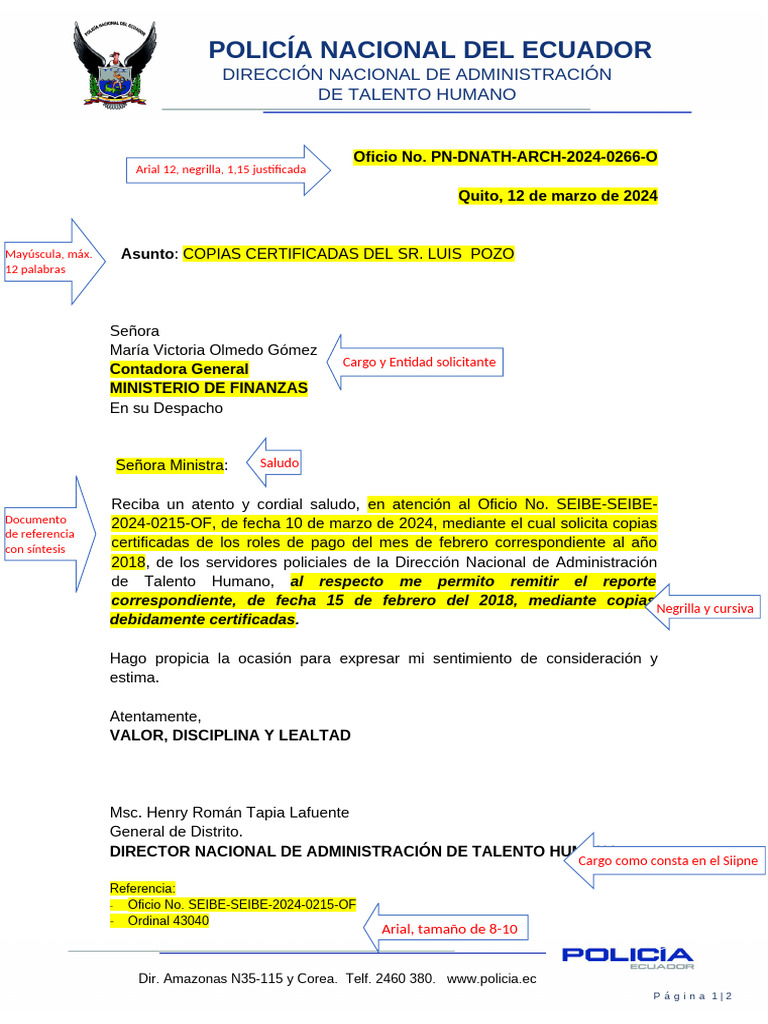 Modelo de Oficio Destinatario Entidad Publica Civil Actual | PDF
