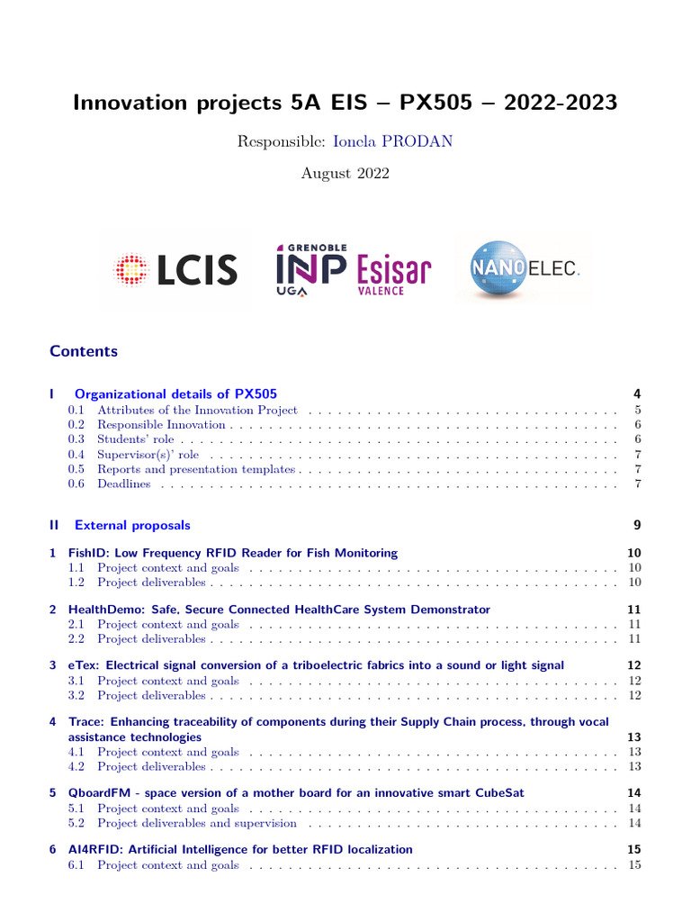 IP_PX505_project Proposals_2022 | PDF | Extremely High Frequency | Radio Frequency Identification