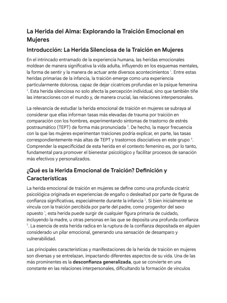 Traición Emocional en Mujeres: Impacto y Causas | PDF | Las emociones ...
