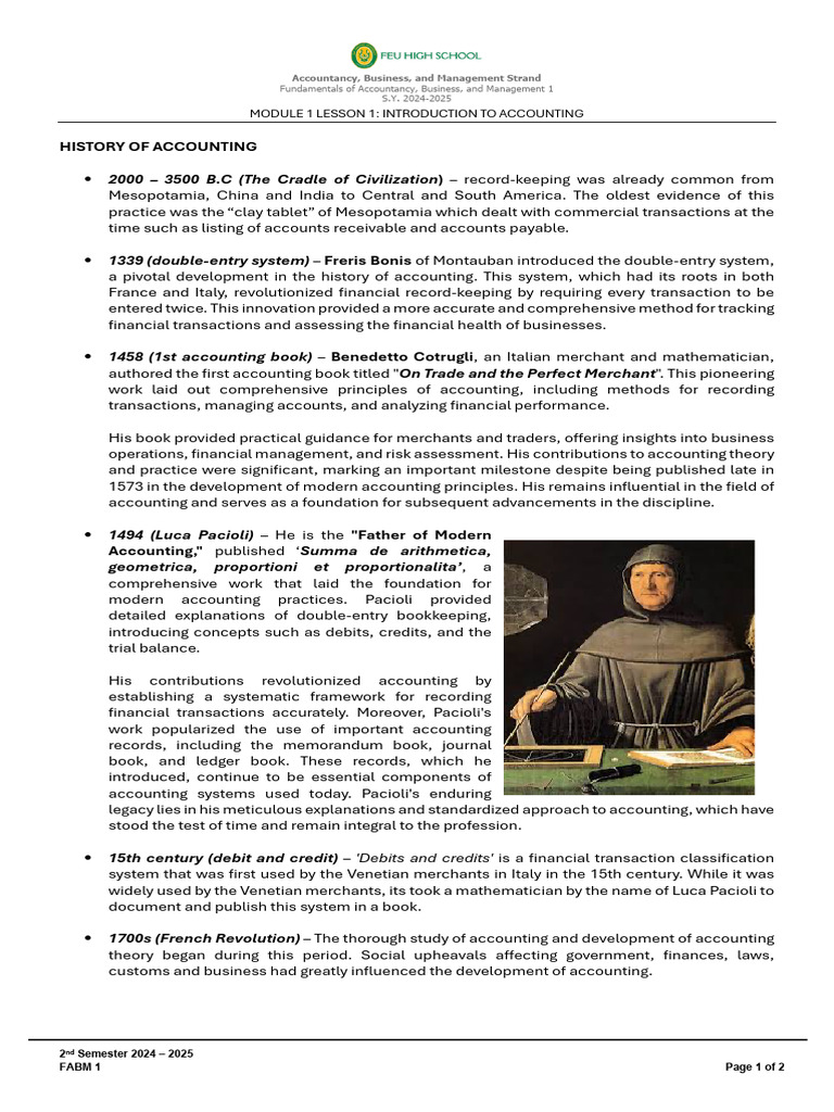 (FABM 1) Module 1 Lesson 2 | PDF | Accounting | Debits And Credits