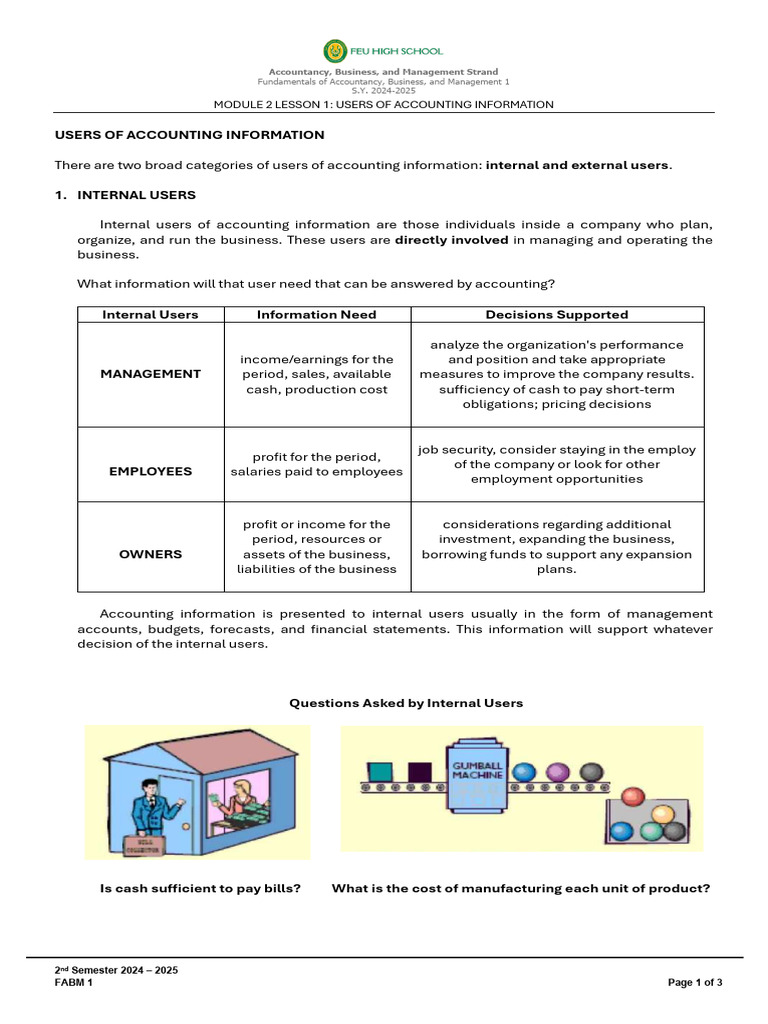 [FABM 1] Module 2 Lesson 1 | PDF | Employment | Accounting