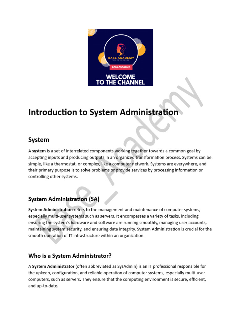 System Administration Overview and Roles | PDF | Computer Network ...