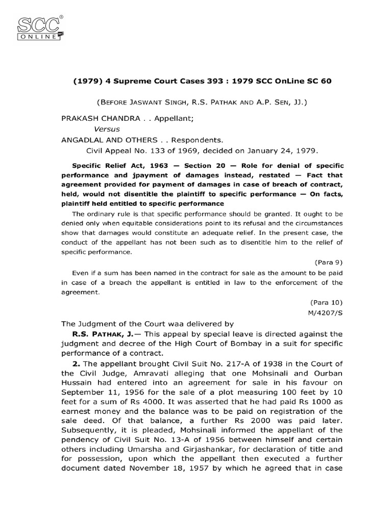 J 1979 4 SCC 393 1979 SCC OnLine SC 60 AIR 1979 SC 124 | PDF | Supreme ...