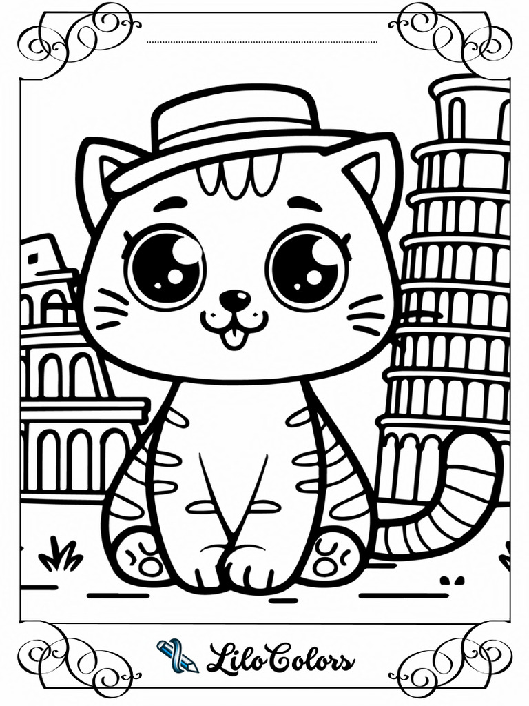 Cat Italy Coloring Page | PDF
