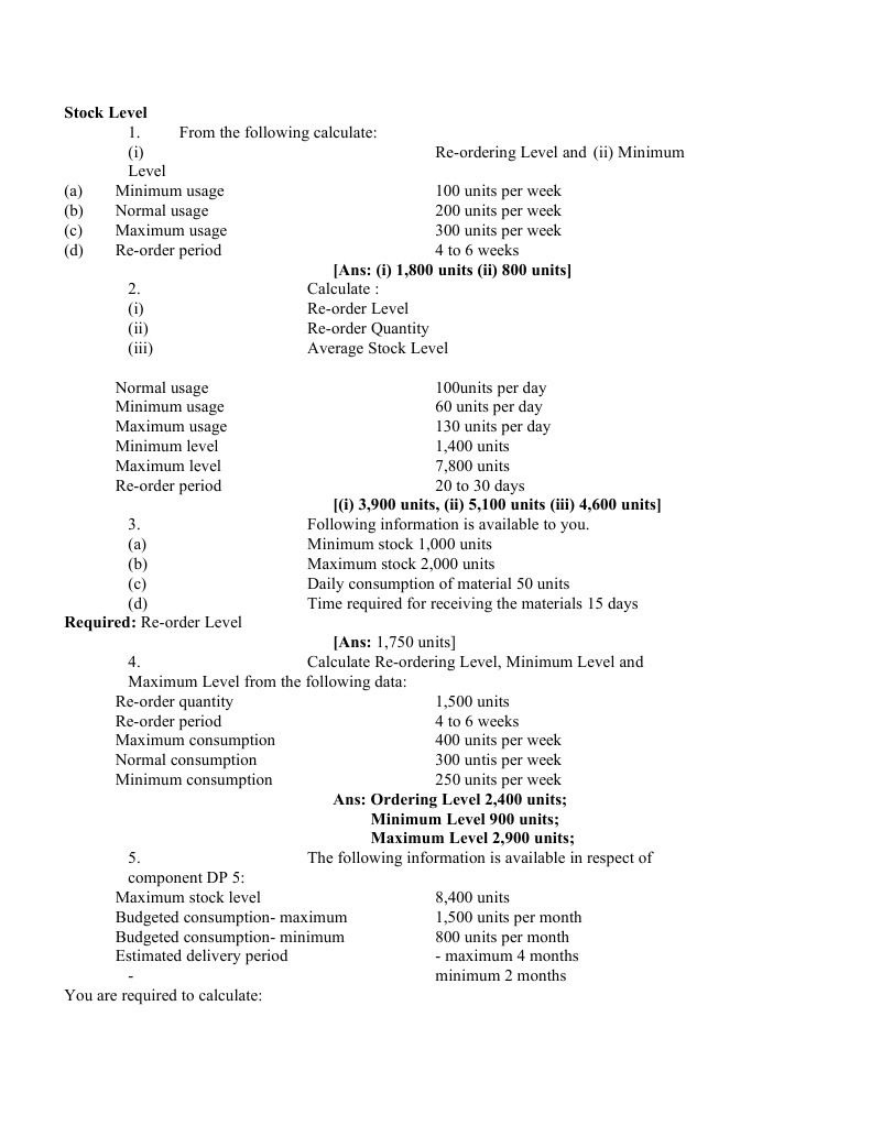 Unit 8-Stock Level | PDF | Inventory | Distribution (Business)