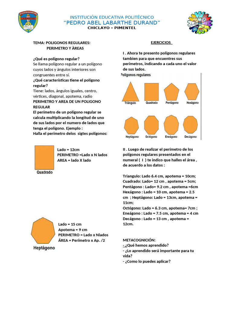 Ficha de Poligonos Regulares | PDF