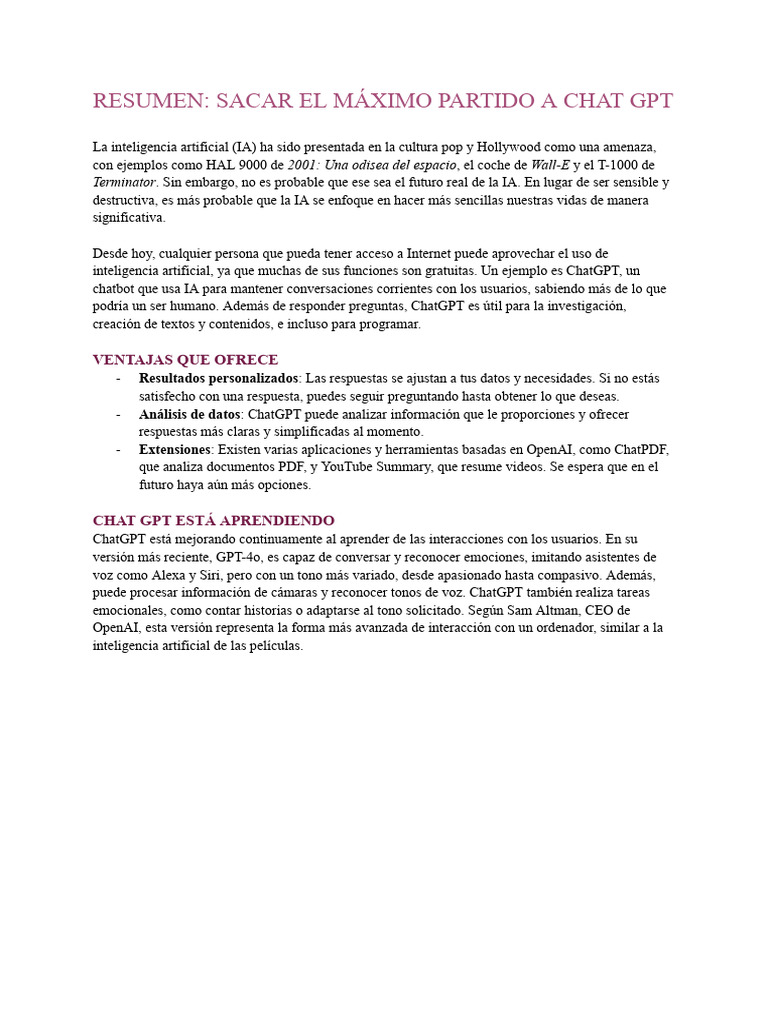 Silvia Rodríguez Falcón - CHATGPT. Como Sacarle Mayores Prestaciones. | PDF
