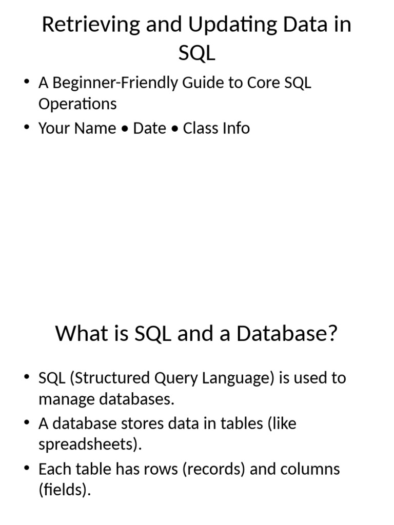Retrieving and Updating Data SQL | PDF