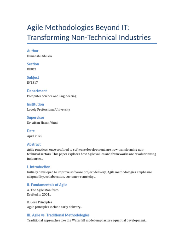 Agile Beyond IT Expanded | PDF