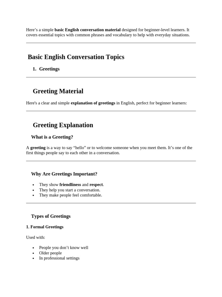 Basic English Conversation | PDF