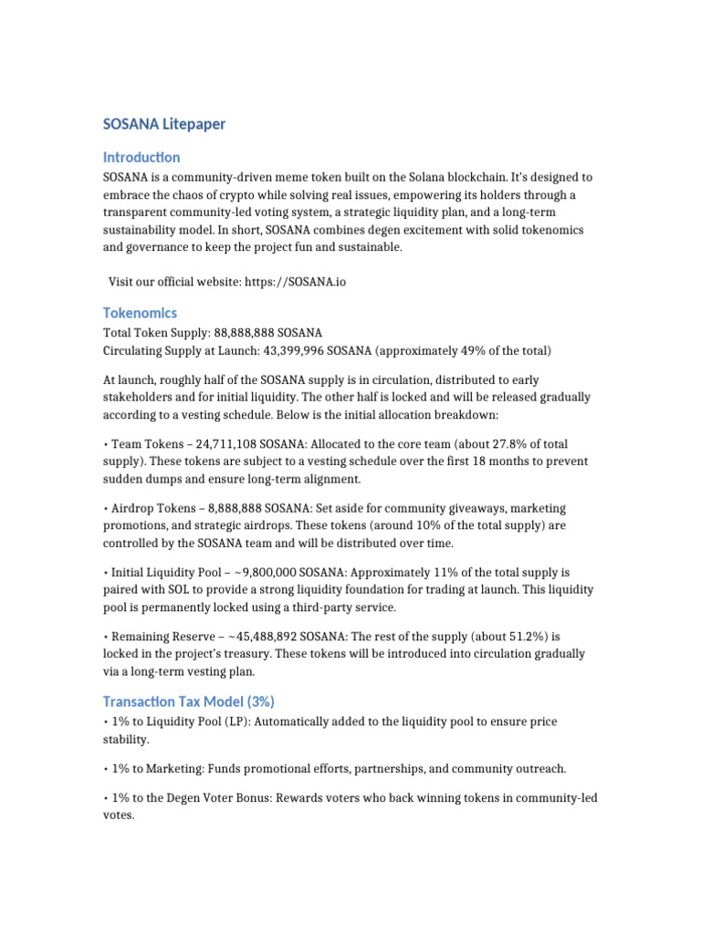 SOSANA_Litepaper_Final_Full | PDF | Economies