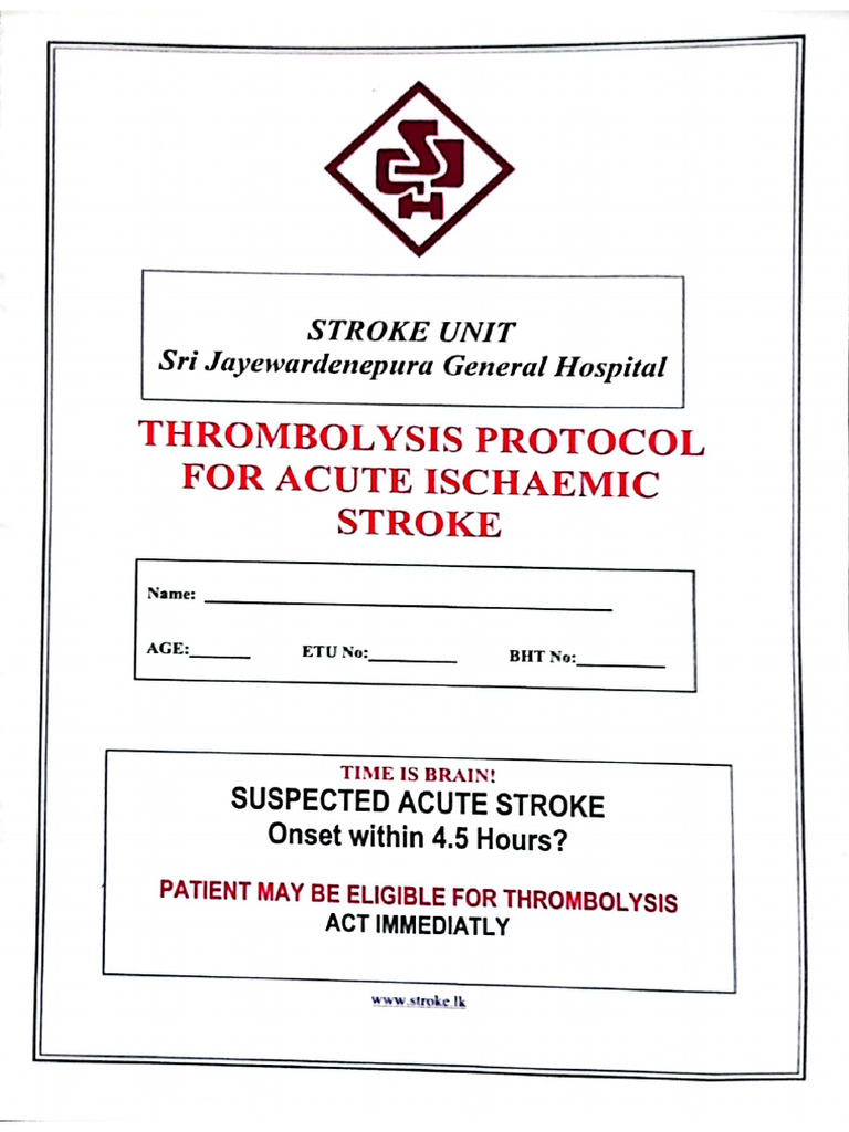 Thrombolysis Protocol | PDF