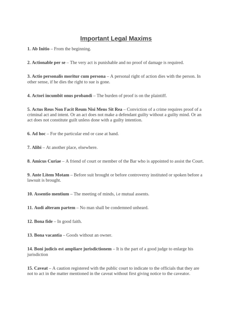 Key Legal Maxims Explained | PDF | Burden Of Proof (Law) | Crimes