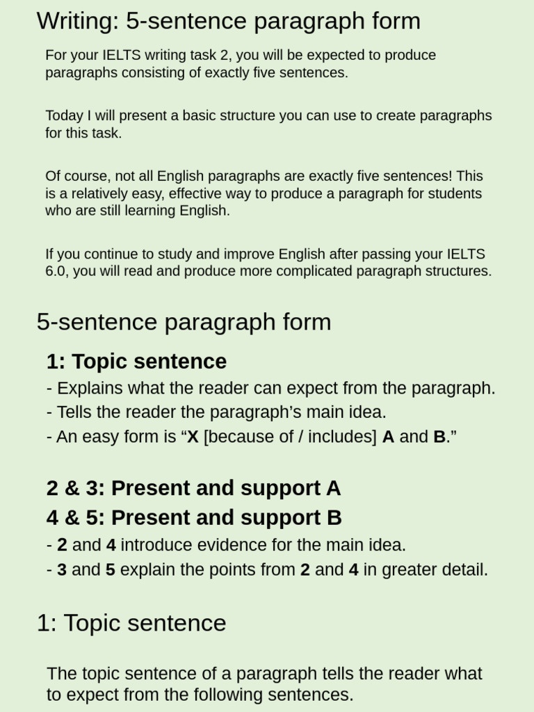 5-Sentence Paragraph Form | PDF | Paragraph | Learning