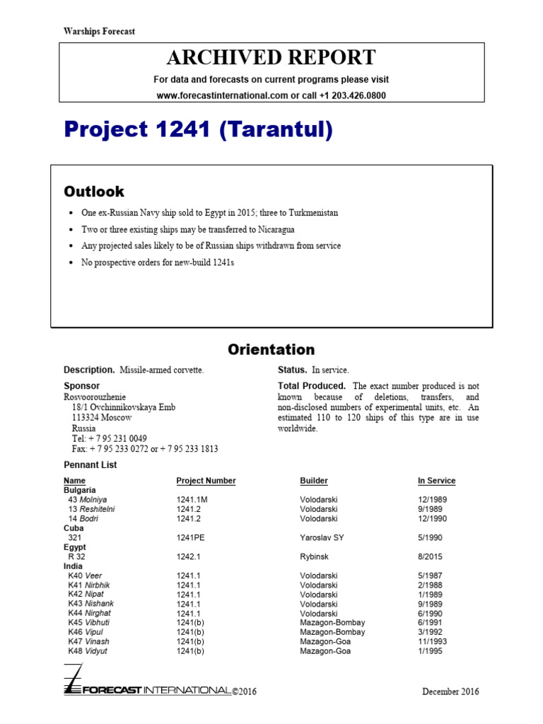 Project 1241 (Tarantul) | PDF | Ships | Naval Warfare