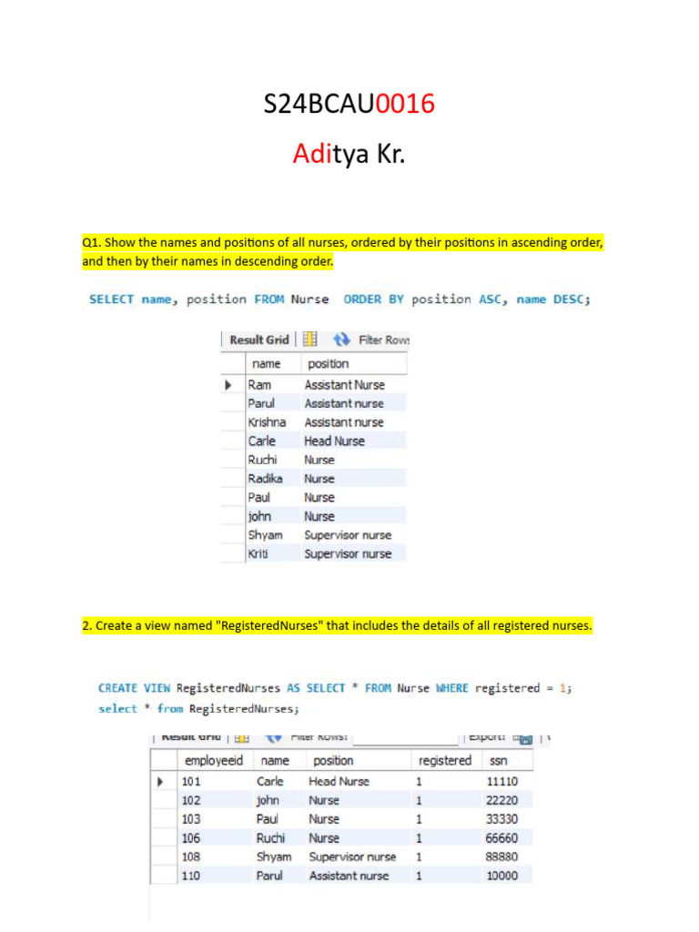 SQL Questions | PDF
