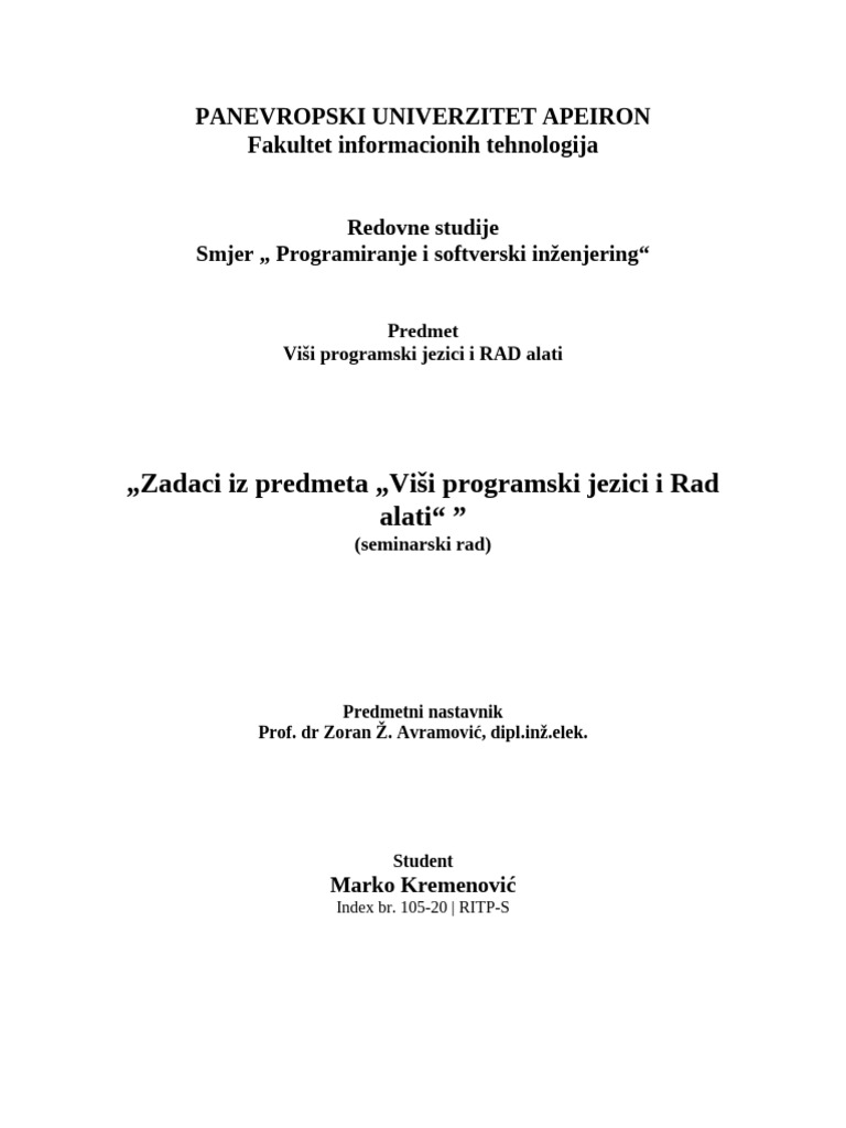 Visi Programski Jezici I RAD Alati | PDF