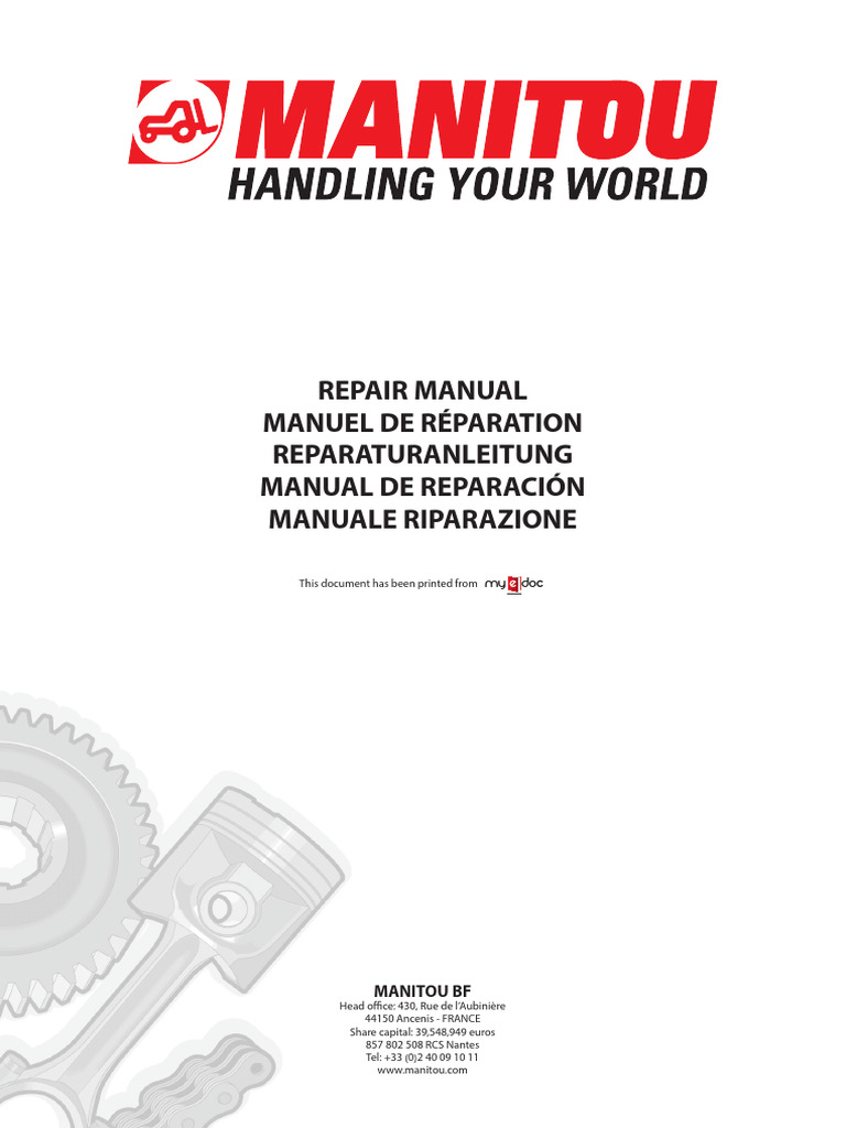 Manitou Telehandler Repair Manual | PDF | Axle | Brake