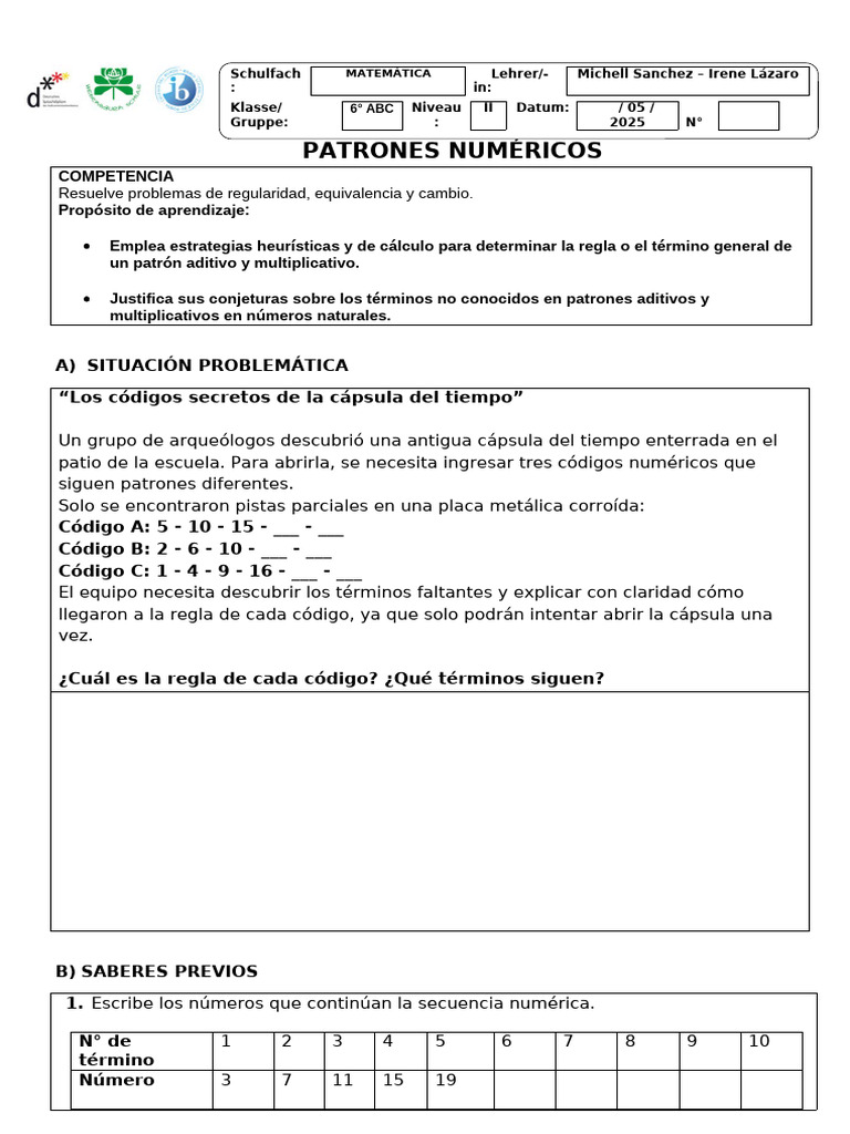 6to - PATRONES NUMÉRICOS | PDF | Matemáticas