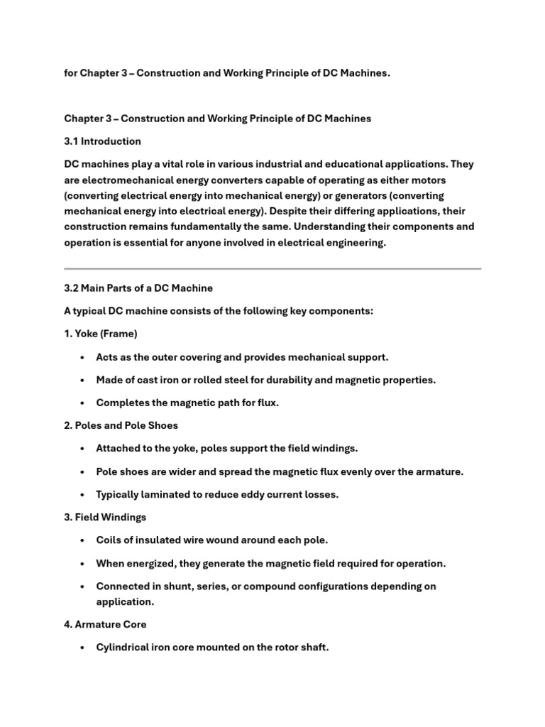 Chapter 3 Construction and Working Principle of DC Machines. | PDF ...