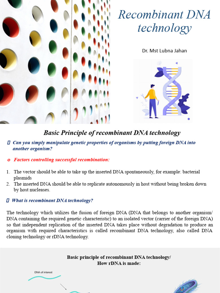 Overview of Recombinant DNA Technology | PDF | Vector (Molecular ...