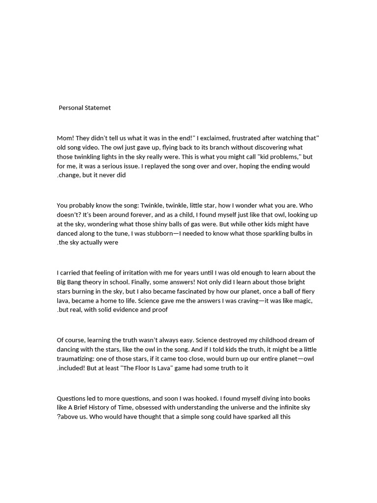 Personal Statement Draft 3 | PDF