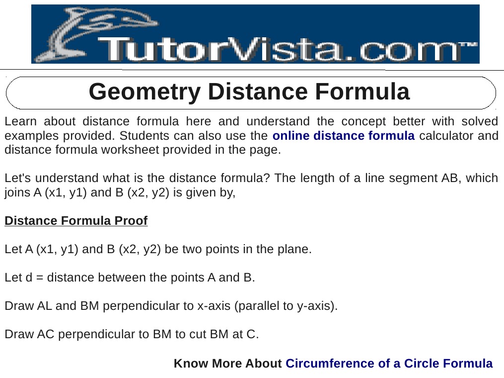 Geometry Distance Formula | PDF