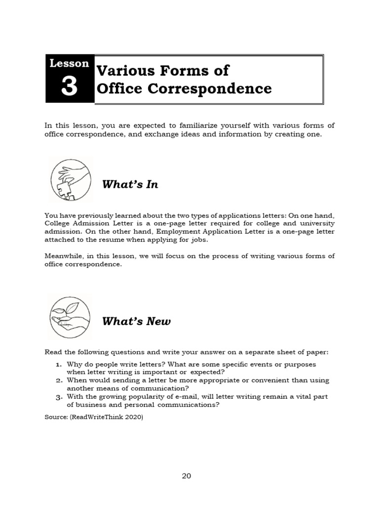 Reading and Writing Skills - Various Forms of Correspondence | PDF ...