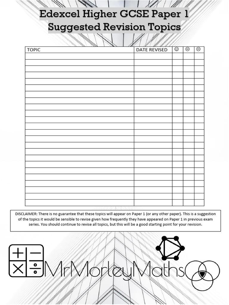 Edexcel GCSE Paper 1 Revision Topics | PDF | Quadratic Equation ...