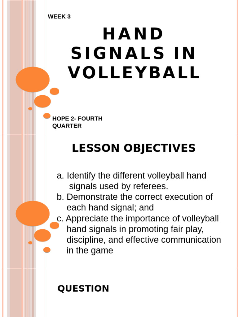 HOPE 2 Volleyball Hand Signal WEEK 3 | PDF | Hand