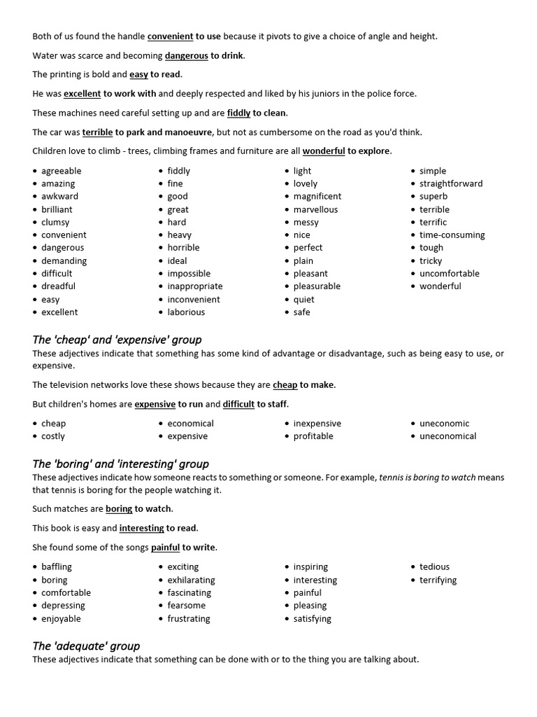 P68-69 Collins COBUILD Grammar Patterns Adjectives | PDF