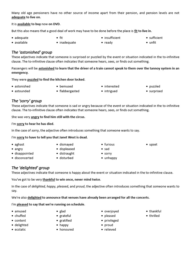 P70-71 Collins COBUILD Grammar Patterns Adjectives | PDF