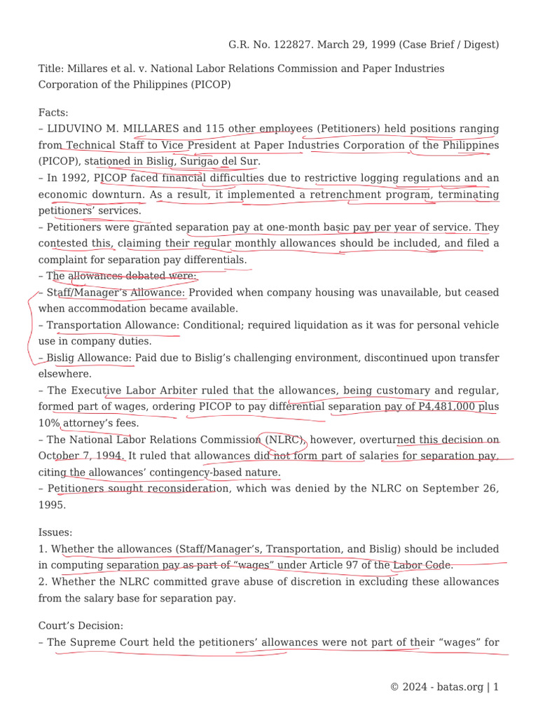 2-Millares vs. NLRC, Case Digest | PDF | Employment | Wage