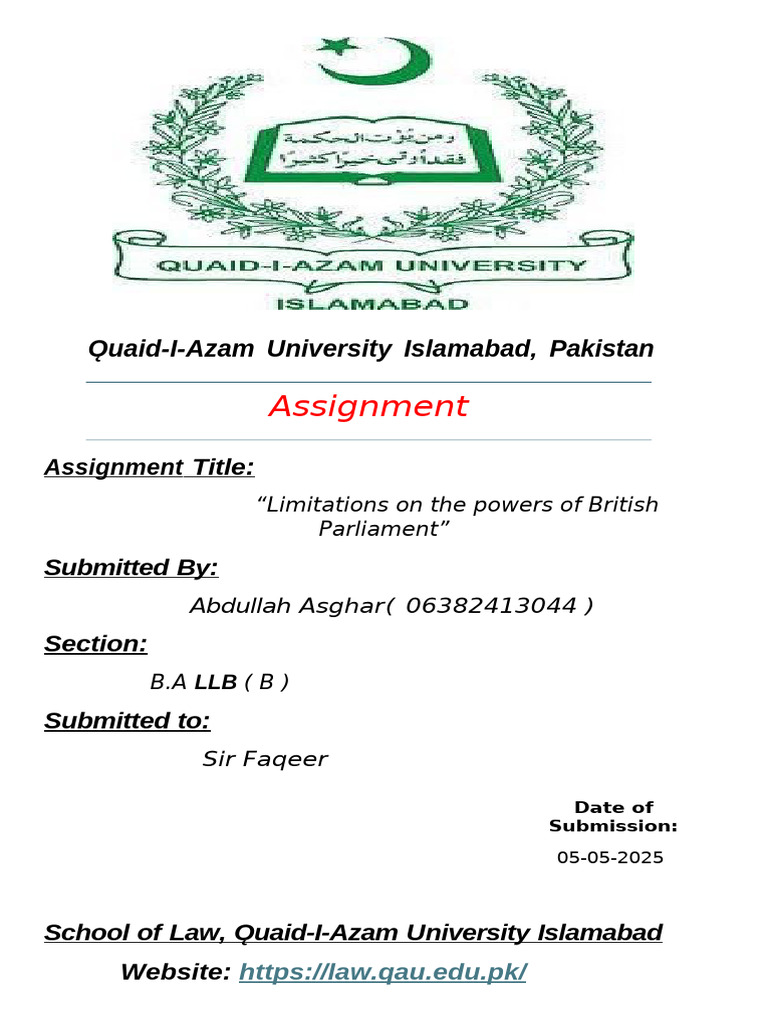 Abdullah Asghar Assignment | PDF | Parliament Of The United Kingdom | Governance