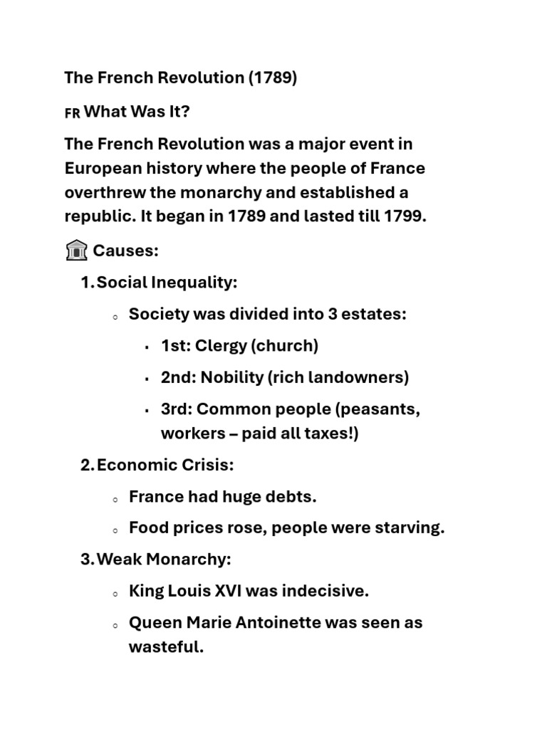 The French Revolution NOTES | PDF